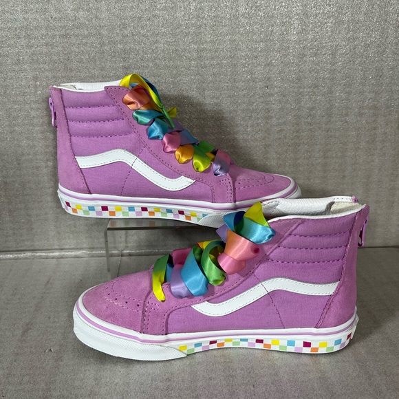 Vans | Shoes | New Girls Vans Pink Suedecanvas High Top Sneakers With ...